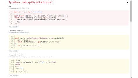 Javascript TypeError Path Split Is Not A Function In React Hook Form