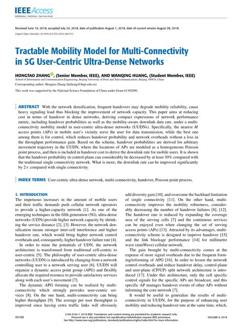 Pdf Tractable Mobility Model For Multi Connectivity In 5g User Centric Ultra Dense Networks