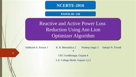 Pdf Reactive And Active Power Loss Reduction Using Ant Lion Optimizer