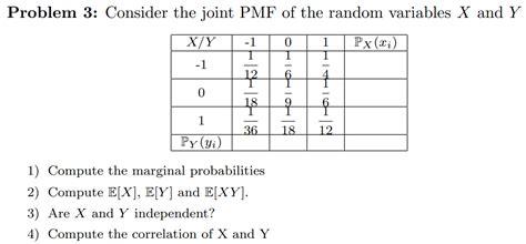Solved Problem 3 Consider The Joint Pmf Of The Random