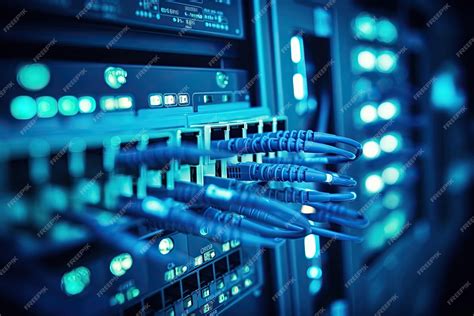 Premium Ai Image Fiber Optic Cables Connected To Network Switch In Data Center Network Cables