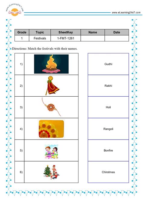 Festivals Worksheets For Grade 1