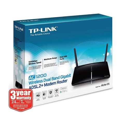 TP Link Archer D5 Dual Band AC 1200Mbps Wireless Gigabit ADSL2 Modem Router PCLIVE Computer