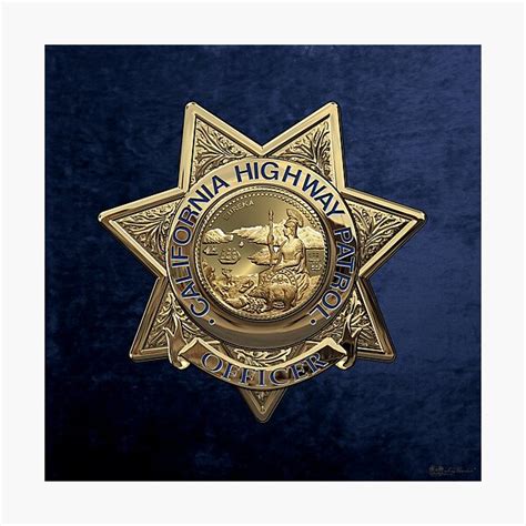 California Highway Patrol Chp Police Officer Badge Over Blue Velvet