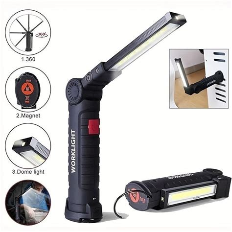 Lanterna Giratória Recarregável 360 ° Led 5 Modos Grelha Base Magnética Presente Para Homens