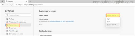 Enable Disable The Dark Theme In Microsoft Edge ComputerSluggish