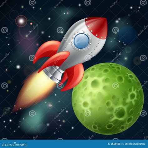 Cartoon Rocket In Space Stock Vector Illustration Of Flying 26584981