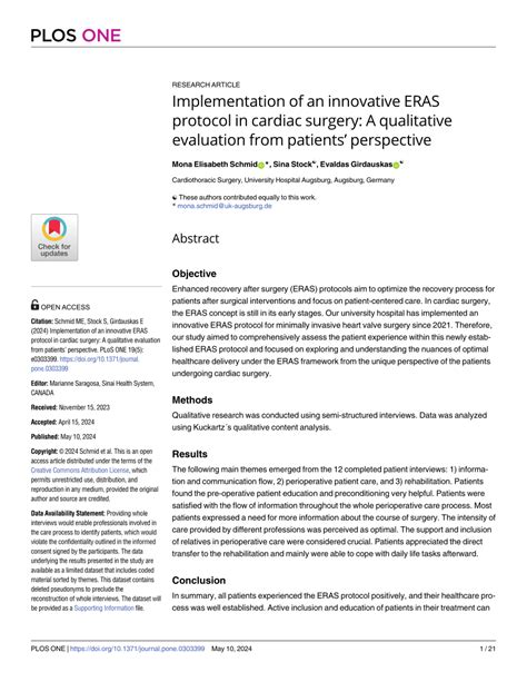 Pdf Implementation Of An Innovative Eras Protocol In Cardiac Surgery A Qualitative Evaluation