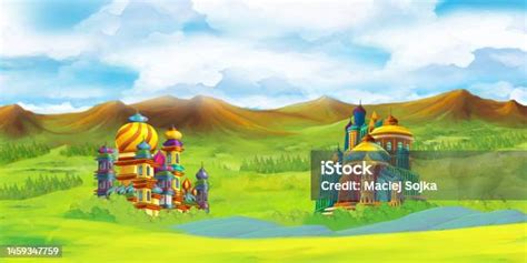 아름 다운 중세 성 만화 장면 극동 왕국 어린이를위한 그림 0명에 대한 스톡 벡터 아트 및 기타 이미지 0명 계절 궁전 Istock