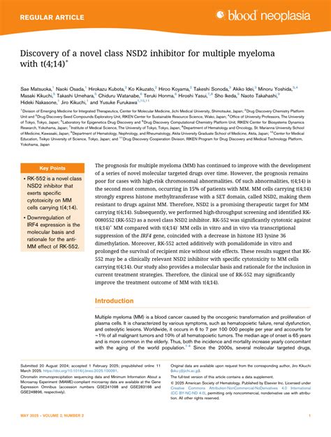 Pdf Discovery Of A Novel Class Nsd2 Inhibitor For Multiple Myeloma With T414
