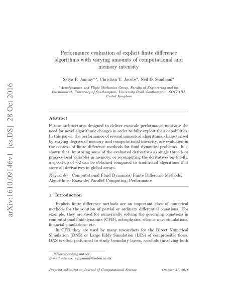 Pdf Performance Evaluation Of Explicit Finite Difference Algorithms