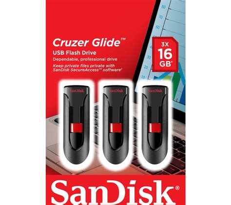 SANDISK 16 GB Cruzer Glide USB Memory Stick Pack Of 3 Deals PC World