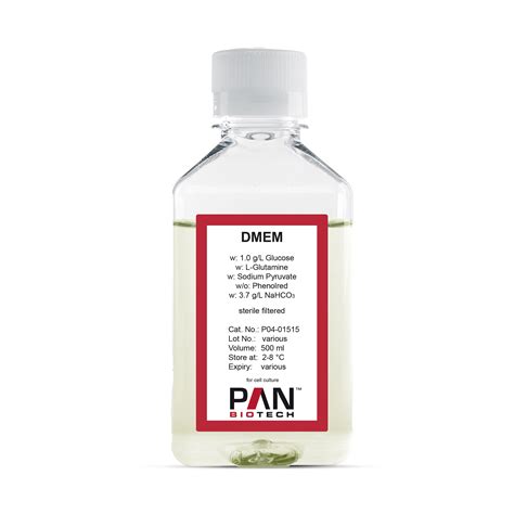 Dmem W 1 0 G L Glucose W L Glutamine W Sodium Pyruvate W O Phenol Red W 3 7 G L Nahco3