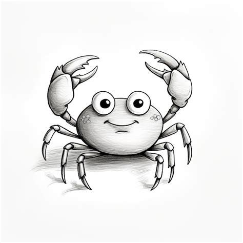 Premium Photo Cartoon Crab Drawing Simple And Cute 6b Pencil