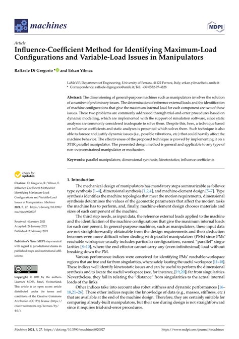 Pdf Influence Coefficient Method For Identifying Maximum Load