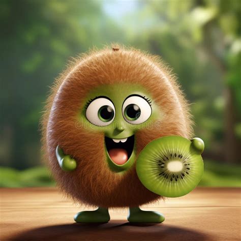 Cute Kiwi Happy Cartoon Character Stock Illustration Illustration Of