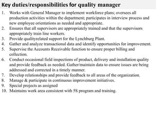 Quality Manager Job Description PPTX