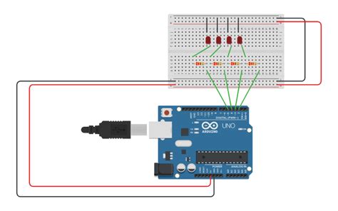 Circuit Design 4 Bit Up Counter Using Leds Tinkercad