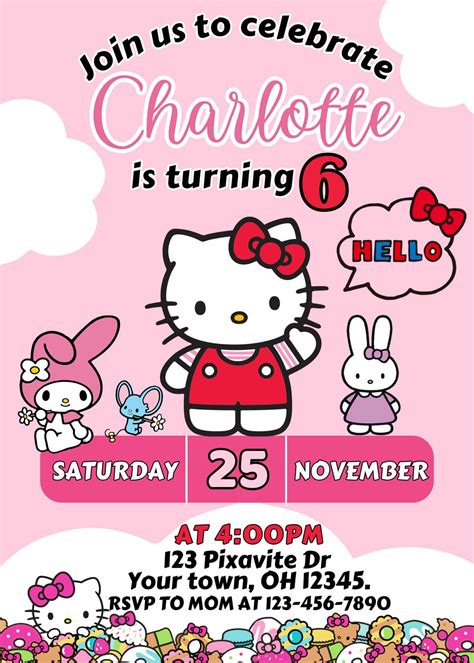 14 Hello Kitty Canva Birthday Invitation Templates Artofit