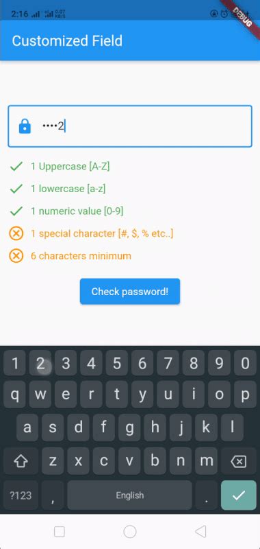password validated field flutter package in pin otp and password field