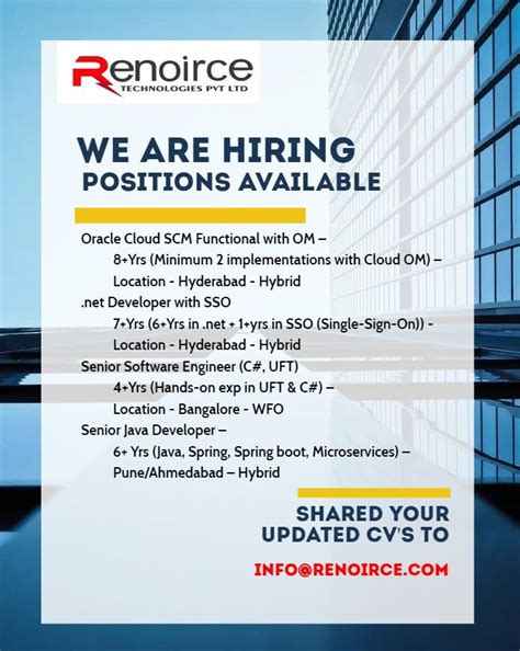 renoirce technologies pvt ltd on linkedin hiring hiringimmediate oraclecloud dotnet sso