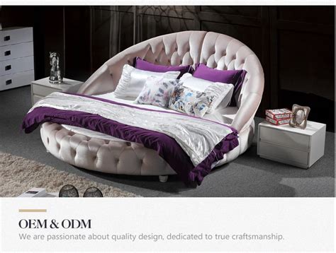 Luxury Romantic Style King Modern White Round Bed Furniture Prices Soft