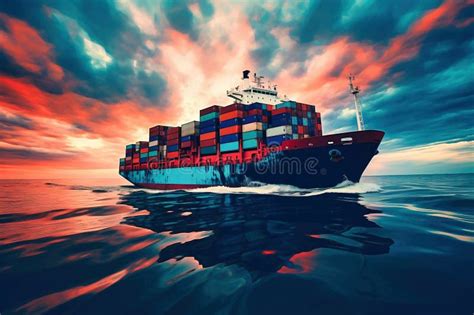 Global Business Logistics Of Import Export Cargo Cargo Ship With Sea Containers On Board In The