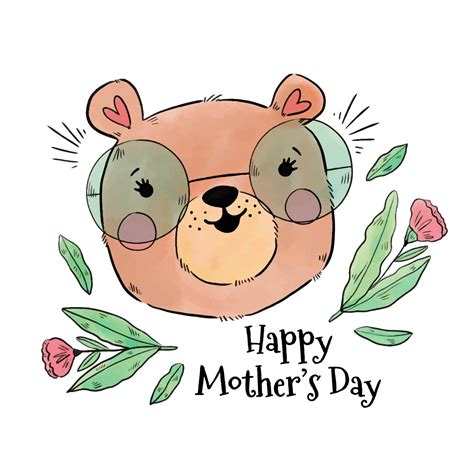 Cute Mom Bear With Glasses And Leaves 208377 Vector Art At Vecteezy