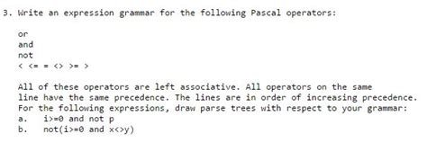 Solved 3 Write An Expression Grammar For The Following