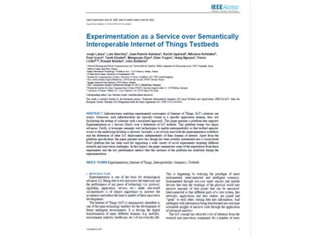 Experimentation As A Service Over Semantically Interoperable Internet Of Things Testbeds Egm