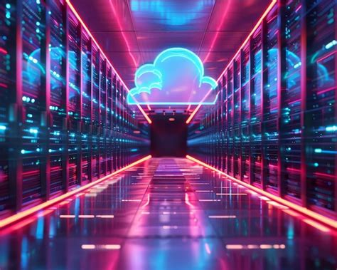 Premium Photo Cloud Computing Infrastructure Digital Server Farm