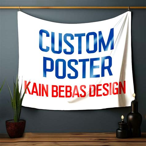Jual Custom Poster Kain Bebas Poster Bendera Wall Decor Design Bahan Satin Peles Ukuran Kecil