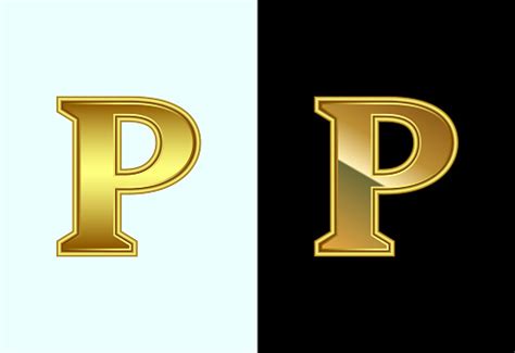 골드 컬러 스타일의 영어 알파벳 P입니다 기업 비즈니스 아이덴티티를 위한 그래픽 알파벳 기호 0명에 대한 스톡 벡터 아트 및 기타 이미지 Istock