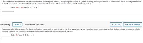 Solved Calculate The Left Riemann Sum For The Given Function Chegg