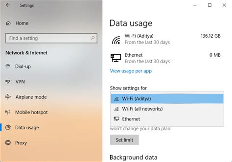 How To Set Data Limit For WiFi And Ethernet In Windows 10 TechCult