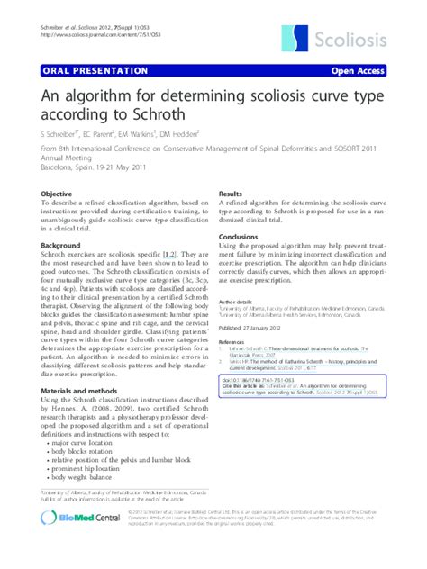 Pdf An Algorithm For Determining Scoliosis Curve Type According To
