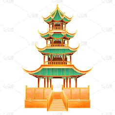 建筑 花瓣网 陪你做生活的设计师 国潮风 城市建筑地标主题贴纸望江楼