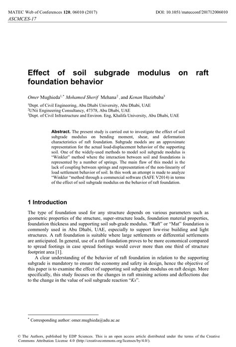 Pdf Effect Of Soil Subgrade Modulus On Raft Foundation Behavior Pdf Effect Of Soil Subgrade Modulus On Raft Foundation Behavior