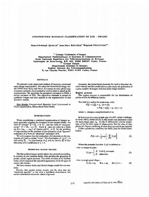 unsupervised bayesian classification of sar images ieee conference