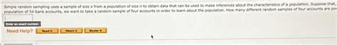 Solved Simple Random Sampling Uses A Sample Of Size X From A