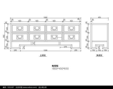 电视柜设计图CAD素材图片下载 红动中国