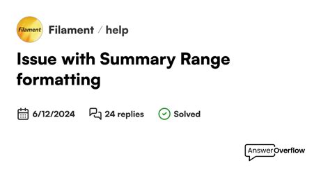 Issue With Summary Range Formatting Filament