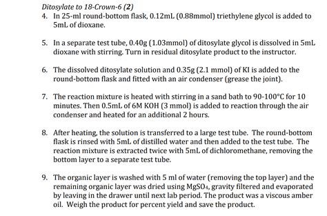 Solved Figure 2 Synthesis Of 18 Crown 6 2 From Ditosylate