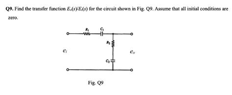 Solved Q9 Find The Transfer Function Eses For The Circuit Shown