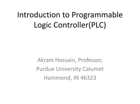 PPT Introduction To Programmable Logic Controller PLC PowerPoint
