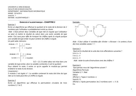 Exercice D Algorithmique
