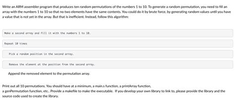 Solved Write An Arm Assembler Program That Produces Ten