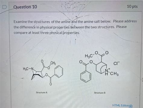 Solved Question 10 10 Pts Examine The Structures Of The