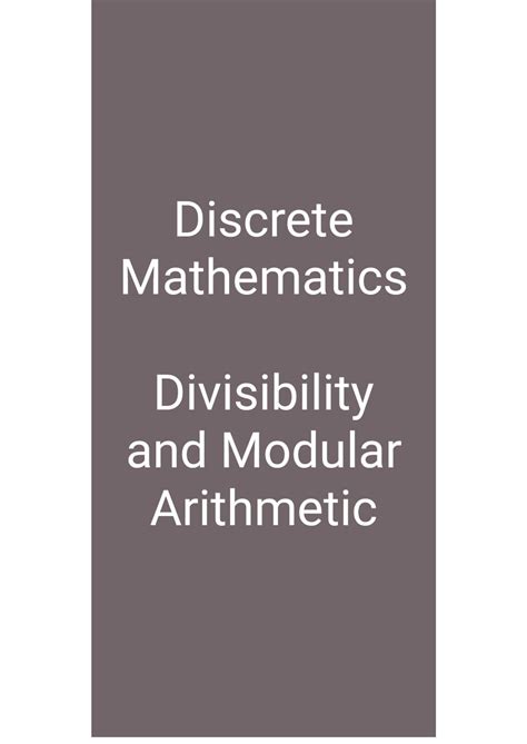 Solution Discrete Math Divisibility And Modular Arithmetic Studypool