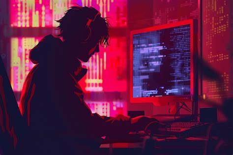A Silhouette Of A Hacker Behind A Computer Representing Cybersecurity Threats And Digital
